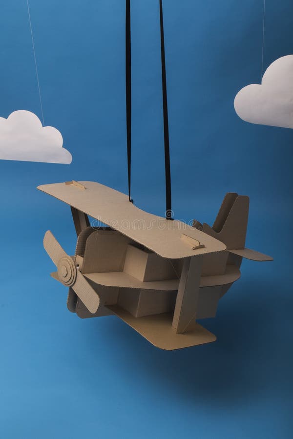 Cardboard airplane stock image. Image of hand, cardboard - 58953795
