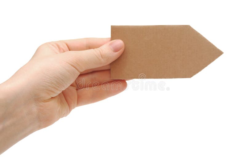 Cardboard arrow in a hand stock image. Image of greeting - 19522465