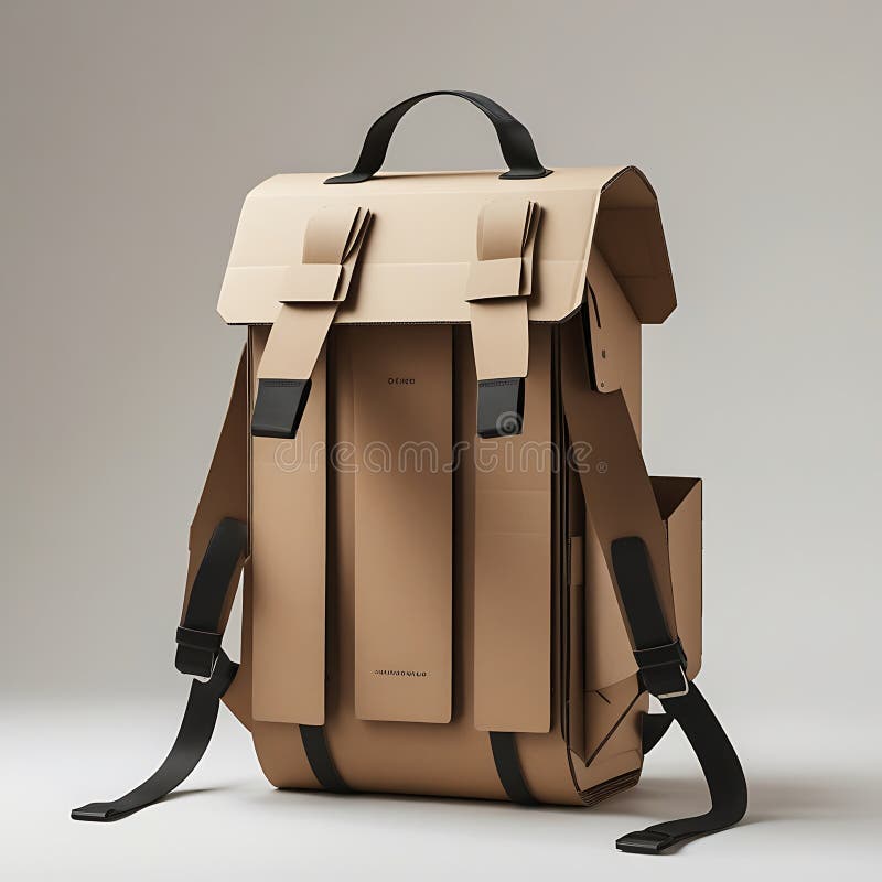Cardboard Backpack Design Modern Travel Bag Stock Illustration ...