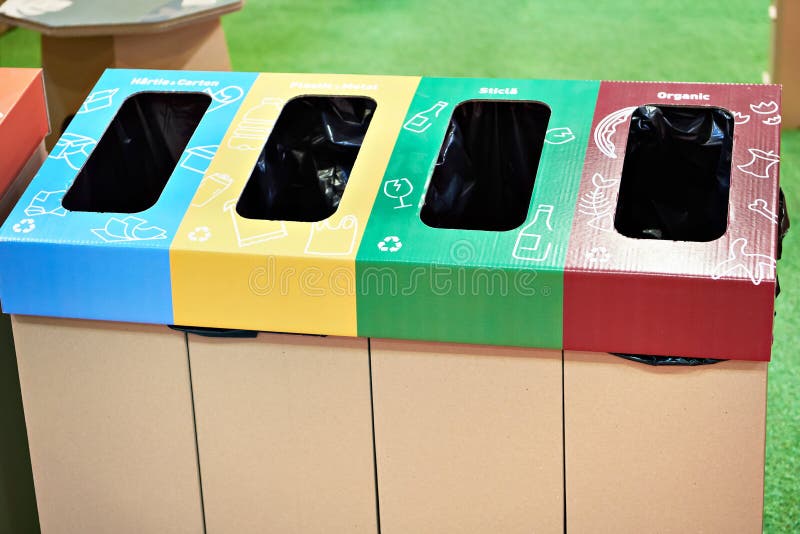Cardboard Bins for Separate Waste Stock Image - Image of container ...