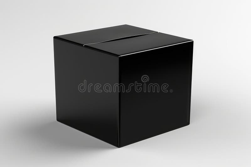 Cardboard Black Box, 3D, on White Background. Generative AI Stock ...