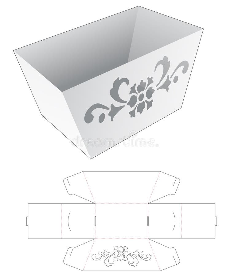 Cardboard Bowl Box with Stenciled Luxury Element Die Cut Template Stock ...
