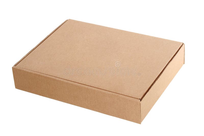 Closed Thin Cardboard Box on White Stock Photo - Image of carton, post ...