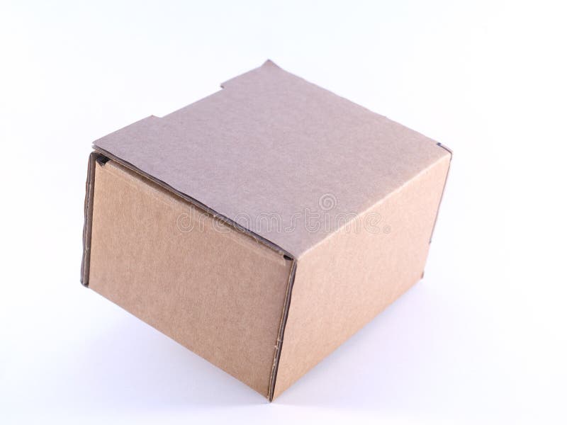 Closed Thin Cardboard Box on White Stock Photo - Image of carton, post ...