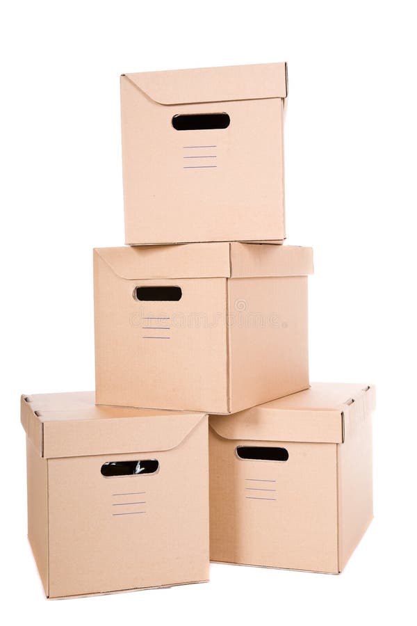 Cardboard Boxes Stack Package Stock Photo - Image of isolated, crate ...