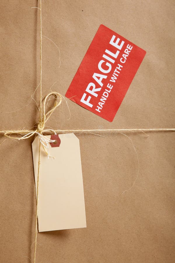 Cardboard Box Background With Shipping Label Stock Image - Image of ...