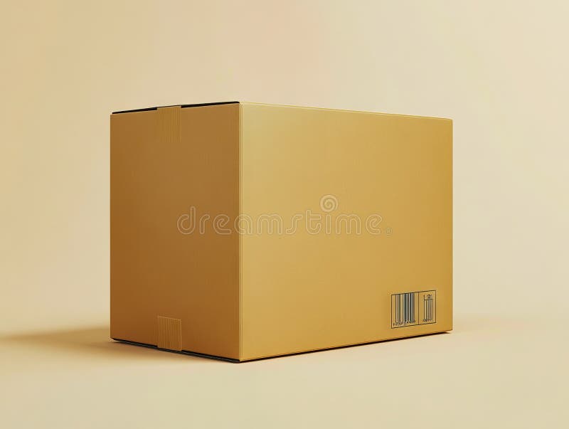 A Cardboard Box with a Barcode on the Side of it Stock Illustration ...