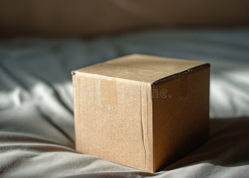 A cardboard box on a bed stock illustration. Illustration of container ...