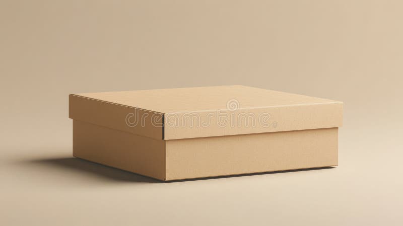 Cardboard Box on Beige Background, Minimalist Packaging Concept Stock ...