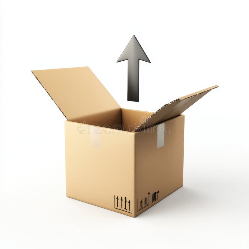 A Cardboard Box with a Black Arrow Pointing Upwards Stock Illustration ...