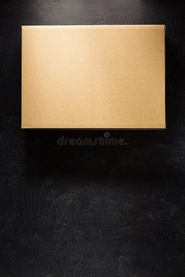 Cardboard Box on Black Background Stock Photo - Image of package ...