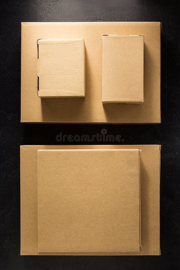 Cardboard Box on Black Background Stock Photo - Image of copy, black ...