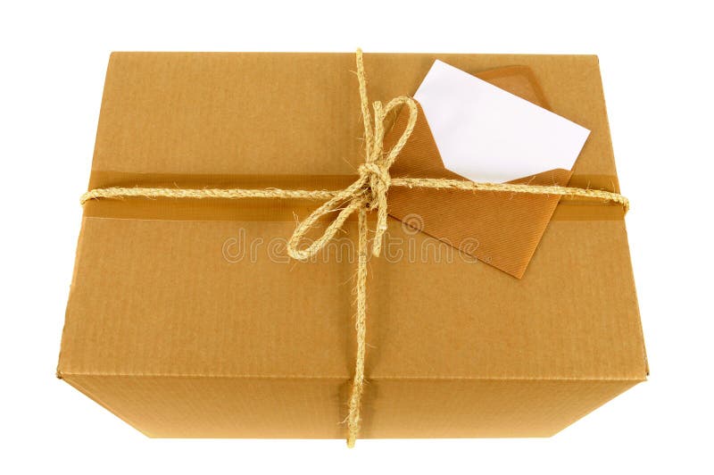 Cardboard Box with Blank Message Card Label, Manila Brown Envelope ...