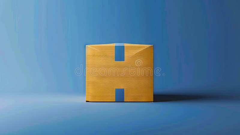 A Cardboard Box on a Blue Background Stock Image - Image of package ...