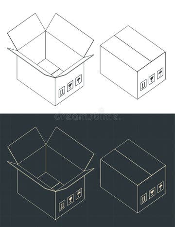 Cardboard box blueprints stock vector. Illustration of cardboard ...