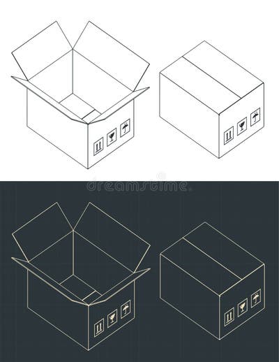 Cardboard box blueprints stock vector. Illustration of cardboard ...