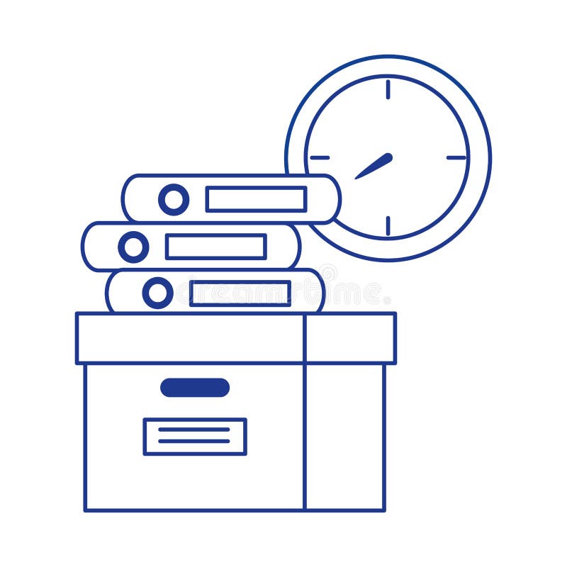 Cardboard Box with Books and Clock Office Isolated Icon Design Stock ...