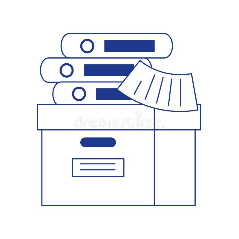 Cardboard Box with Books and Paper Office Isolated Icon Design Stock ...