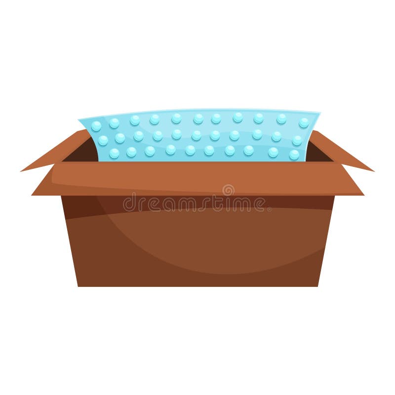 Cardboard Box with Bubble Wrap for Packing Fragile Goods Stock Vector ...