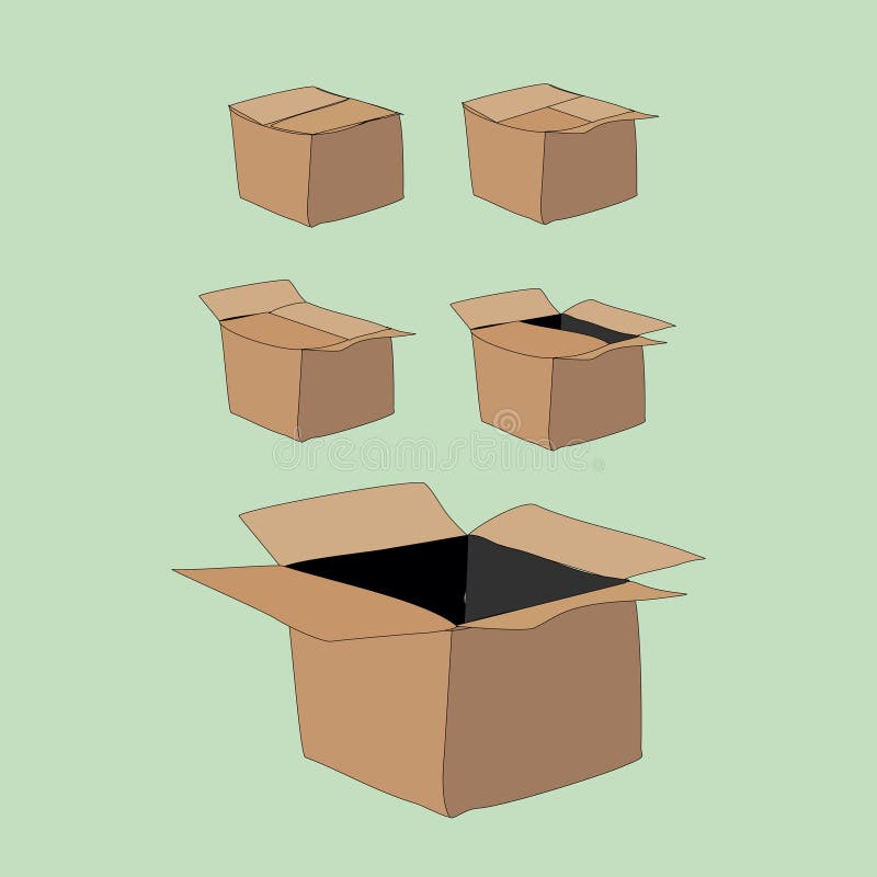 Cartoon Cardboard Box Set stock vector. Illustration of shopping - 33576824