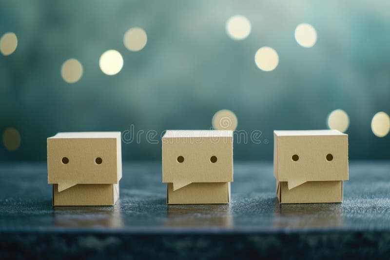 Cardboard Box Characters on Table Stock Illustration - Illustration of ...