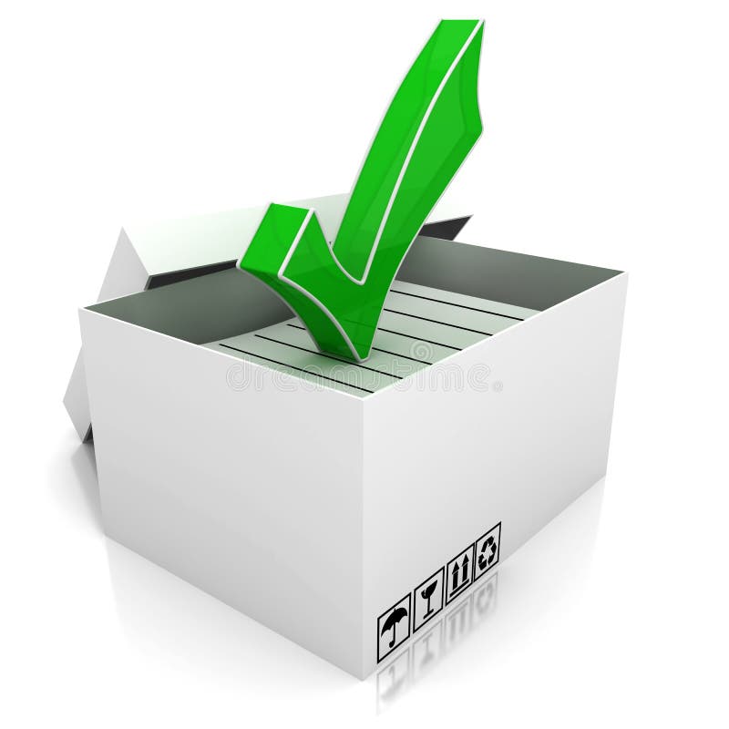 Cardboard Box and Check Mark Stock Illustration - Illustration of ...