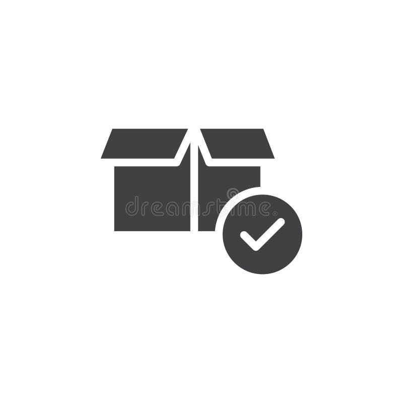 Cardboard Box with Check Mark Icon Simple Vector Symbol Stock Photo ...