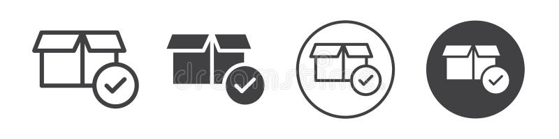 Cardboard Box with Check Mark Icon Vector Logo Outline Stock Vector ...