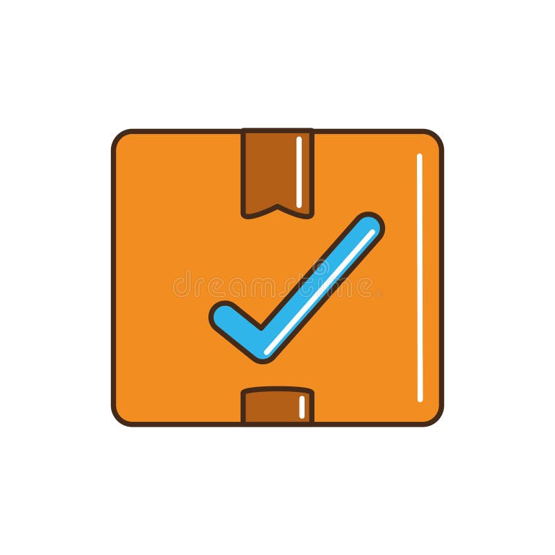 Cardboard Box Check Mark Ok Cargo Delivery Line and Fill Stock Vector ...