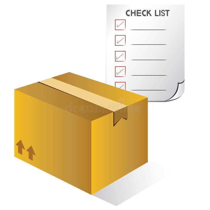 Cardboard Box and Checklist Stock Illustration - Illustration of post ...