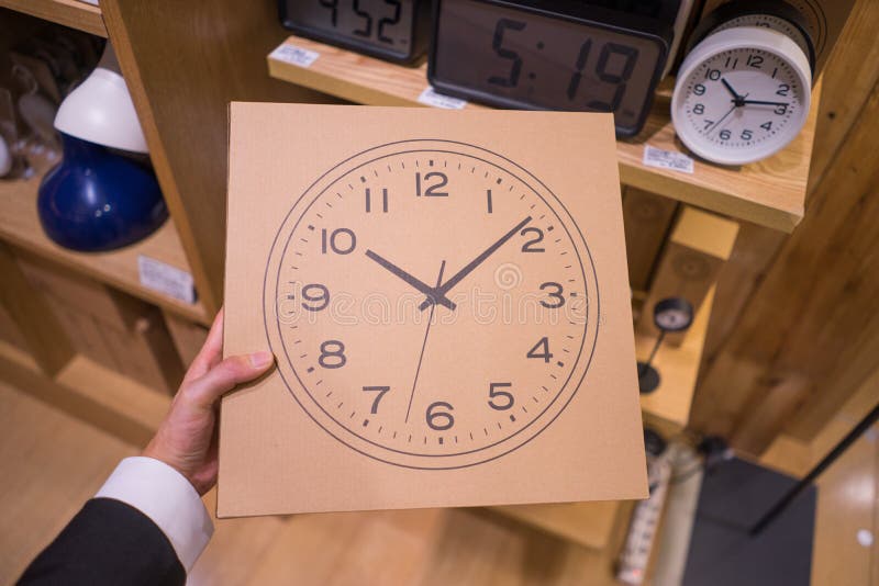 Cardboard Box With A Clock On It. Stock Photo - Image of hectic, life ...