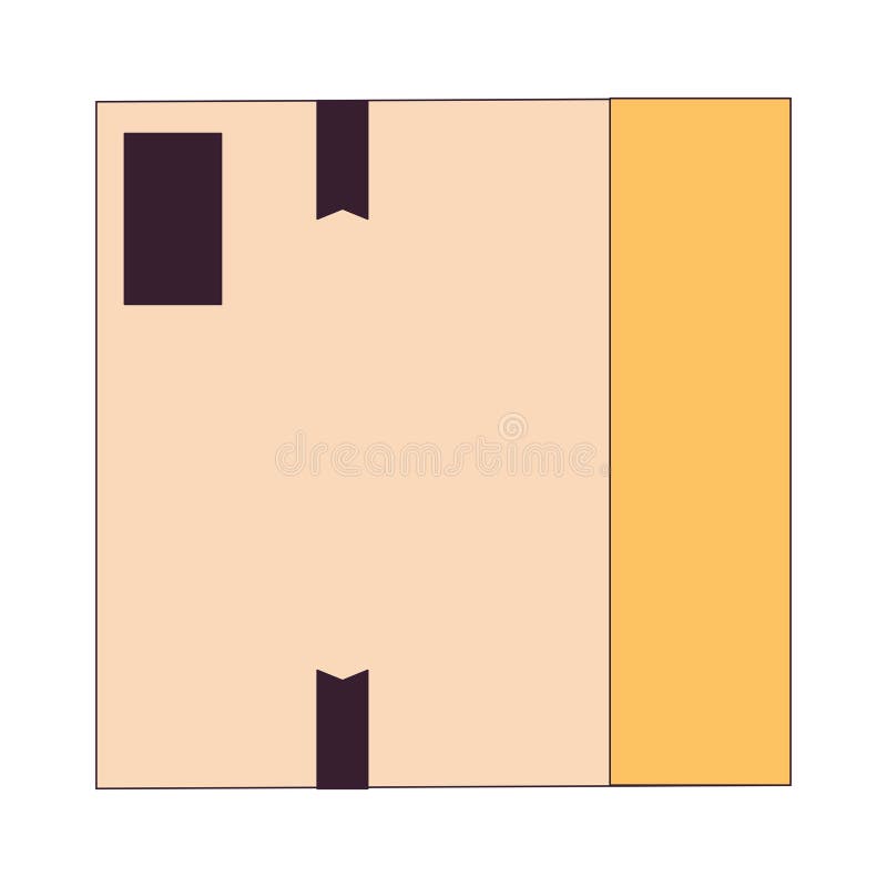 Cardboard Box Closed Black and White 2D Line Cartoon Object Stock ...