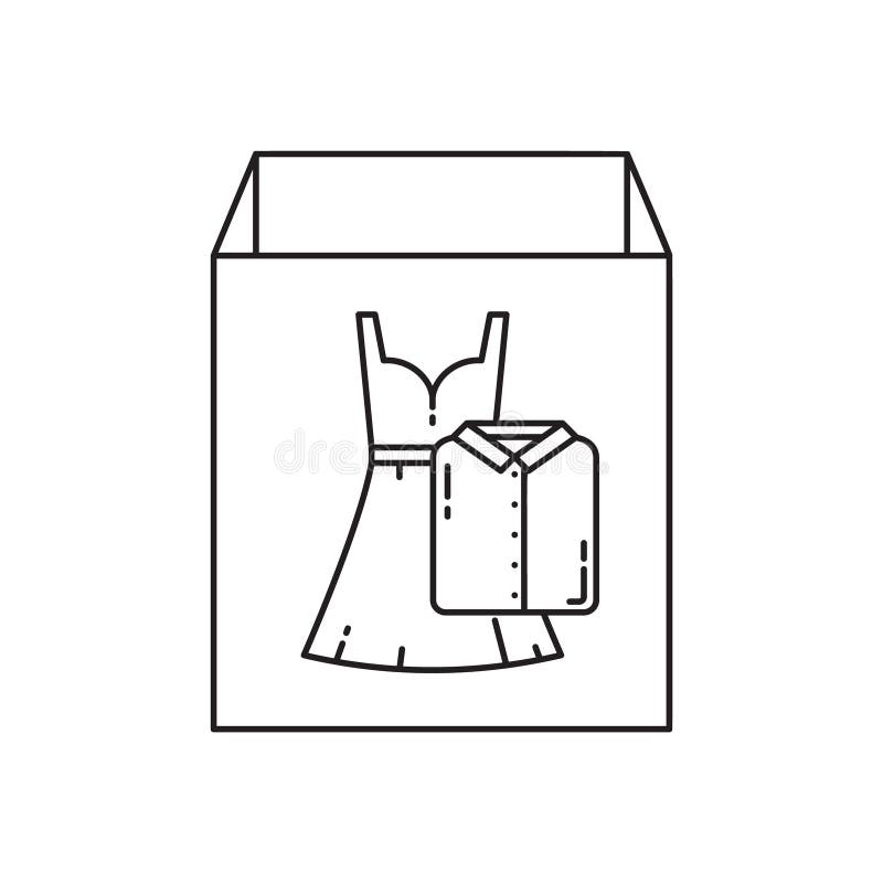 Cardboard Box with Clothes Icon. Linear Image for Illustration of ...