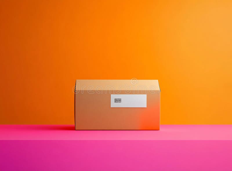Cardboard Box on Colorful Backdrop Stock Image - Image of style ...