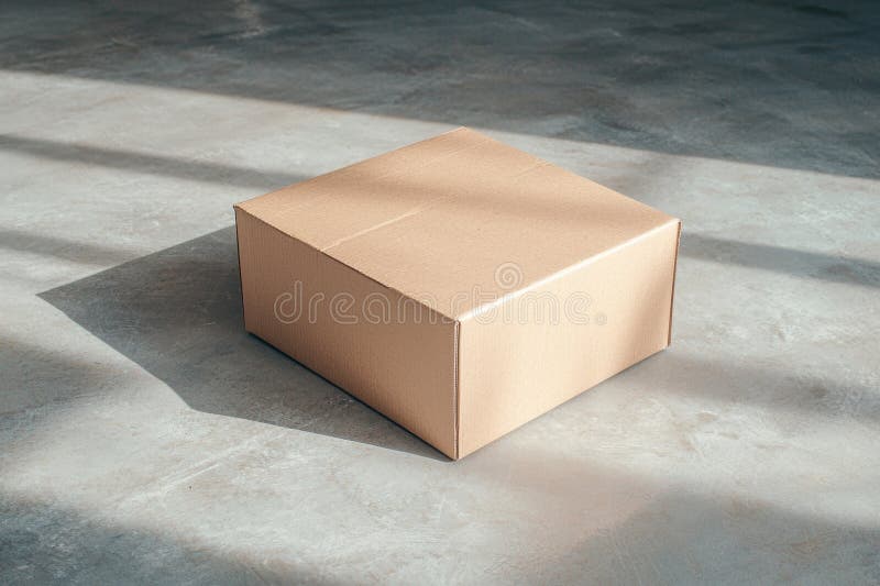 Cardboard Box on Concrete Floor Stock Illustration - Illustration of ...