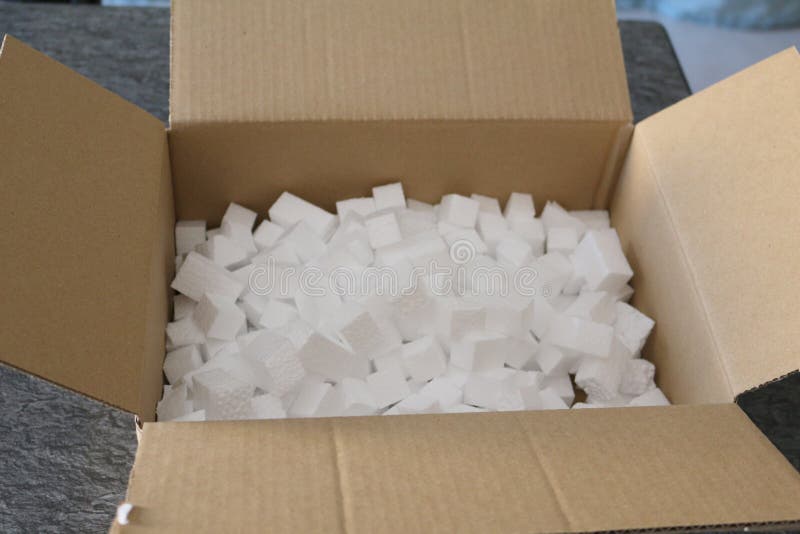 Cardboard Box Containing Pieces of Polystyrene for Packaging Stock ...