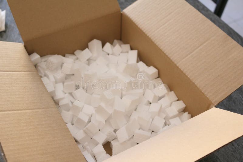 Cardboard Box Containing Pieces of Polystyrene for Packaging Stock ...