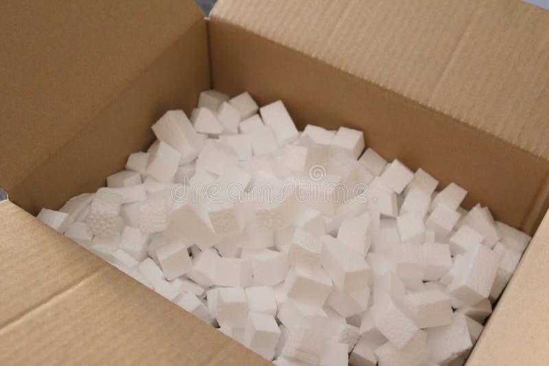 Cardboard Box Containing Pieces of Polystyrene for Packaging Stock ...