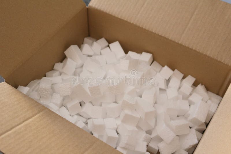 Cardboard Box Containing Pieces of Polystyrene for Packaging Stock ...