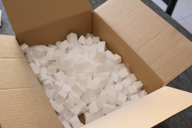 Cardboard Box Containing Pieces of Polystyrene for Packaging Stock ...