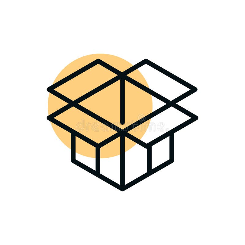 Cardboard Box Delivery Shopping Line Style Dot Color Stock Vector ...