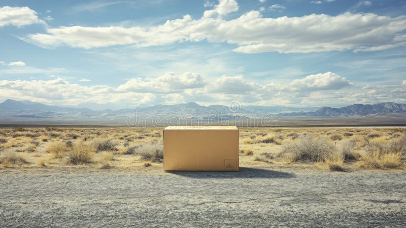 Cardboard Box in a Desert Landscape Stock Illustration - Illustration ...
