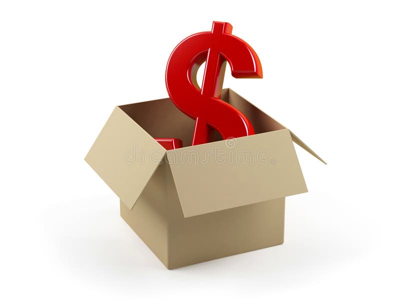 Cardboard box with dollar stock illustration. Illustration of sign ...