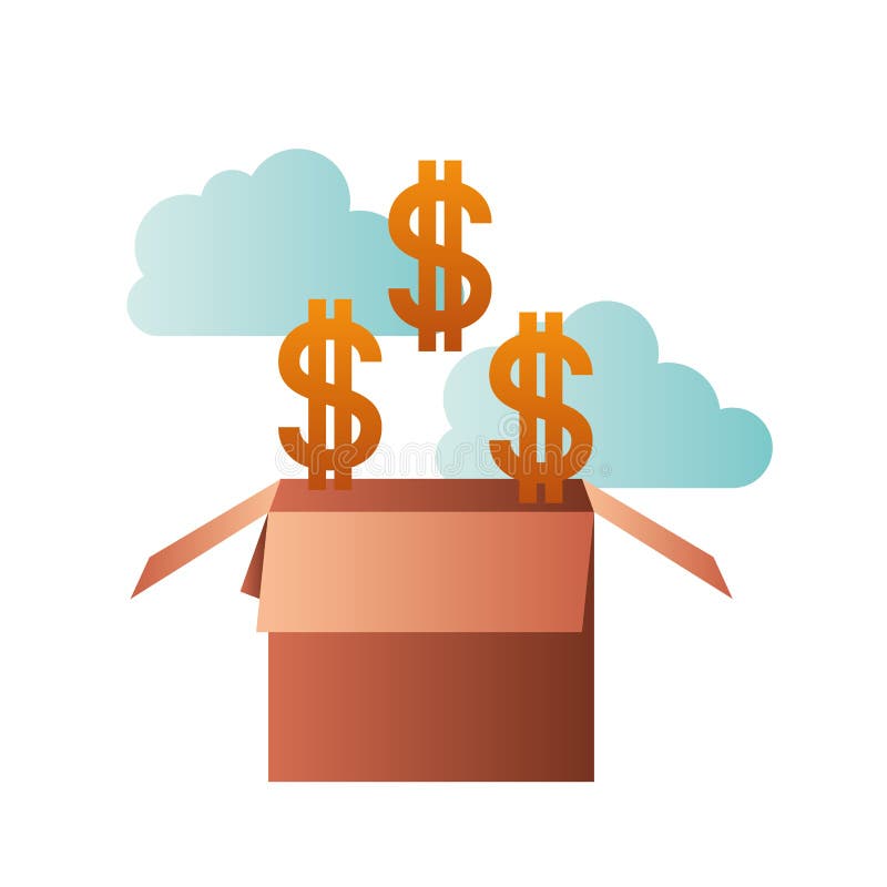 Cardboard Box with Dollar Symbol Isolated Icon Stock Vector ...
