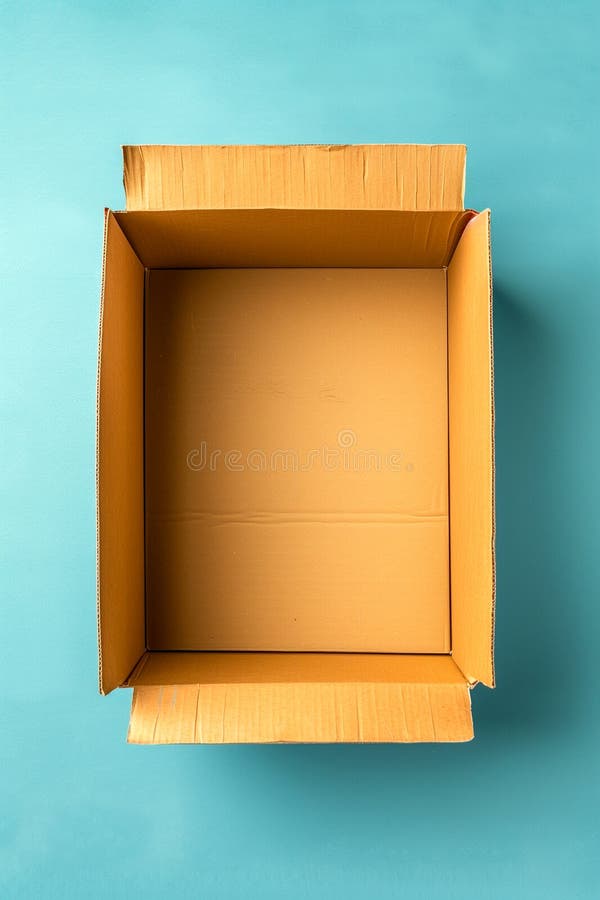 A Cardboard Box is Empty and Sits on a Blue Background Stock ...