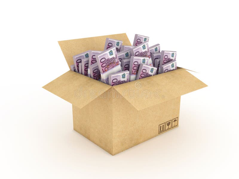 Cardboard Box with Euro Symbol Isolated on White Stock Illustration ...