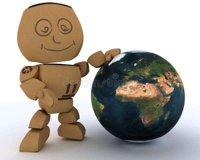 Cardboard Box Figure Waving Hello Stock Illustration - Illustration of ...