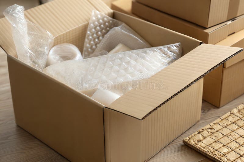Cardboard Box Filled with Protective Packing Materials for Fragile ...