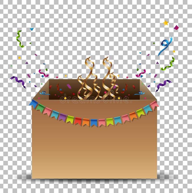 Cardboard Box with Flags and Ribbons Stock Vector - Illustration of ...