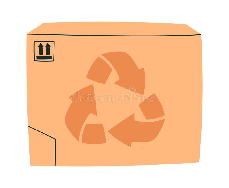 Cardboard Box Flat Icon Recycling Sticker Stock Vector - Illustration ...